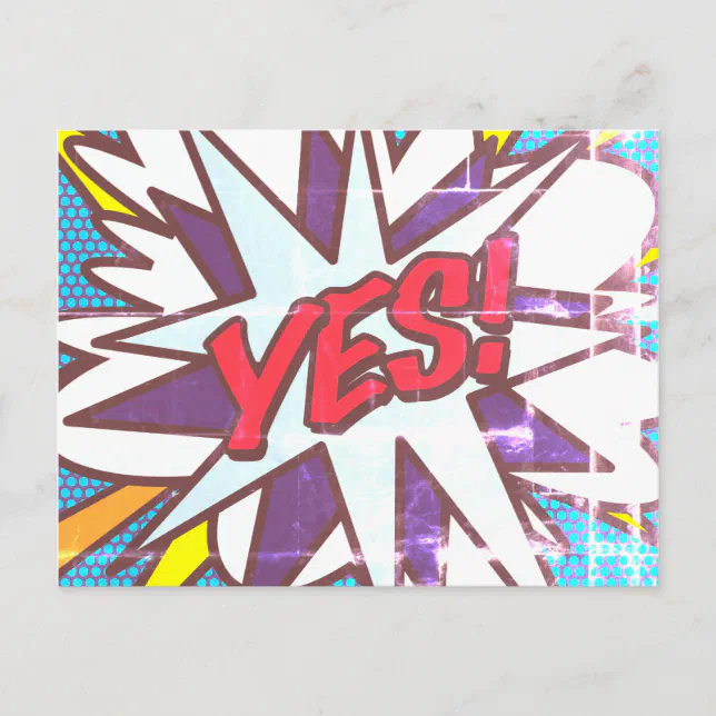 YES Fun Retro Comic Book Pop Art Postcard | Zazzle