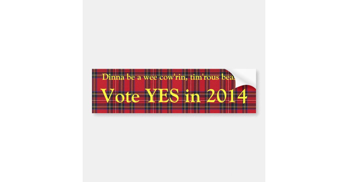 Yes Scotland Tartan Burns Bumper Sticker | Zazzle