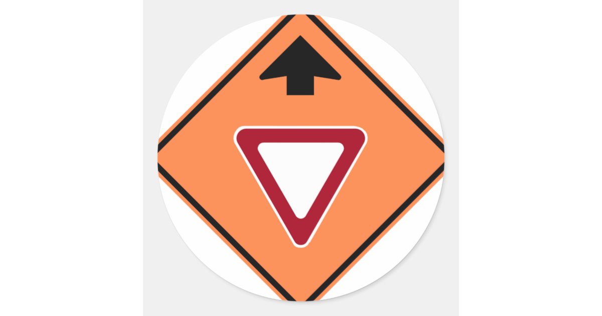 Yield Ahead Construction Zone Highway Sign Classic Round Sticker | Zazzle