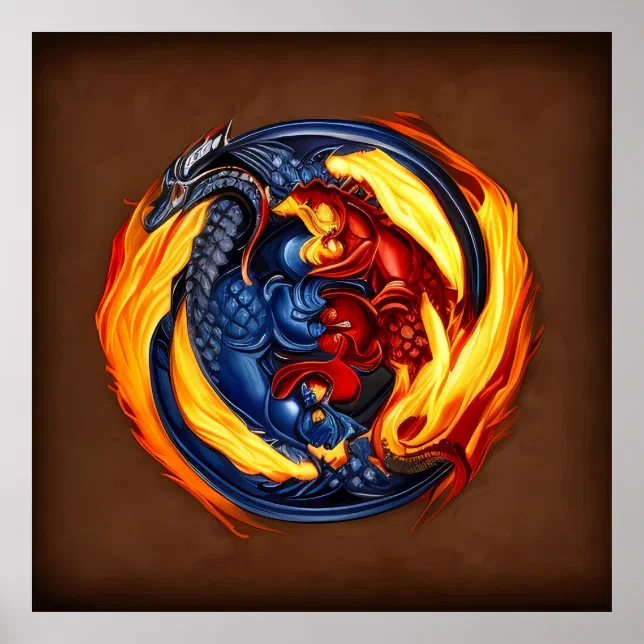 Yin Yang Art Fire And Water Poster | Zazzle