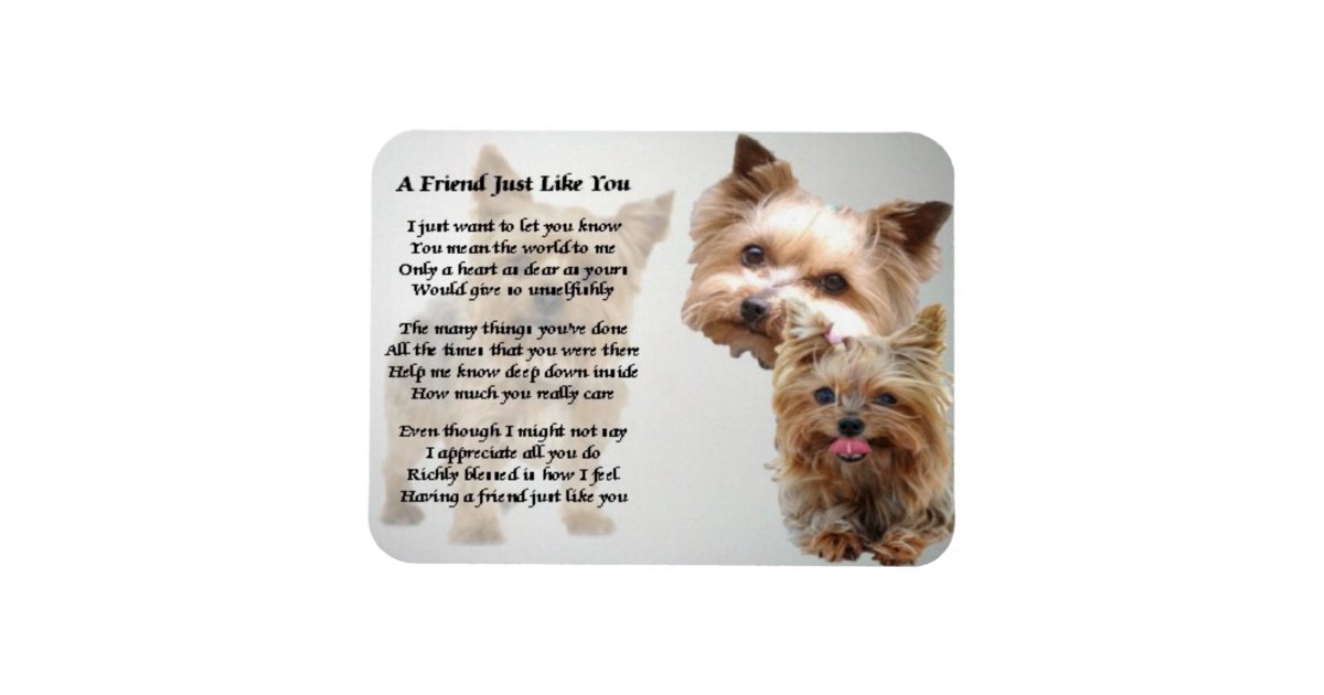 Yorkshire Terrier Friend Poem Magnet | Zazzle