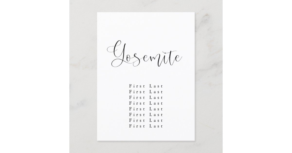 Yosemite Seating Chart Postcard | Zazzle