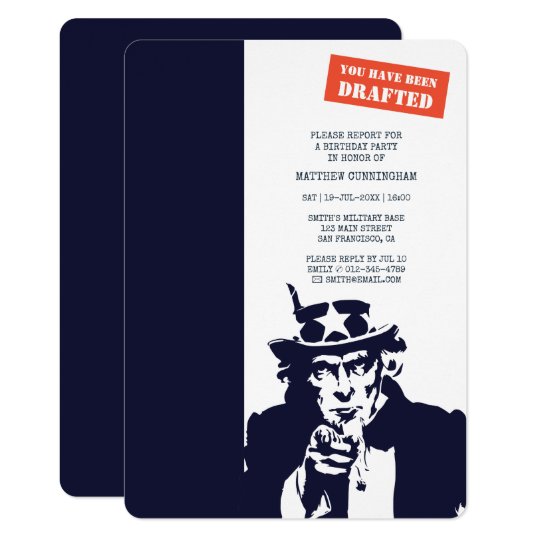 You Have Been Drafted! Birthday Party Invitation | Zazzle.co.uk