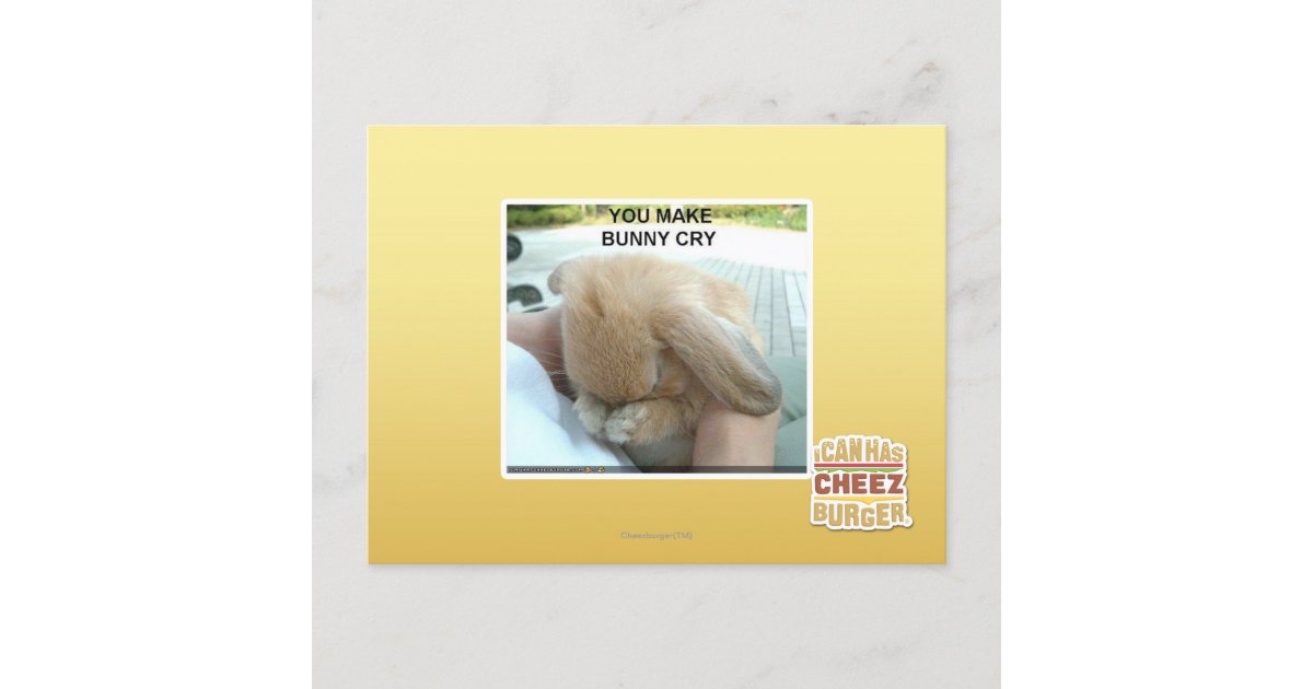 You make bunny cry postcard | Zazzle