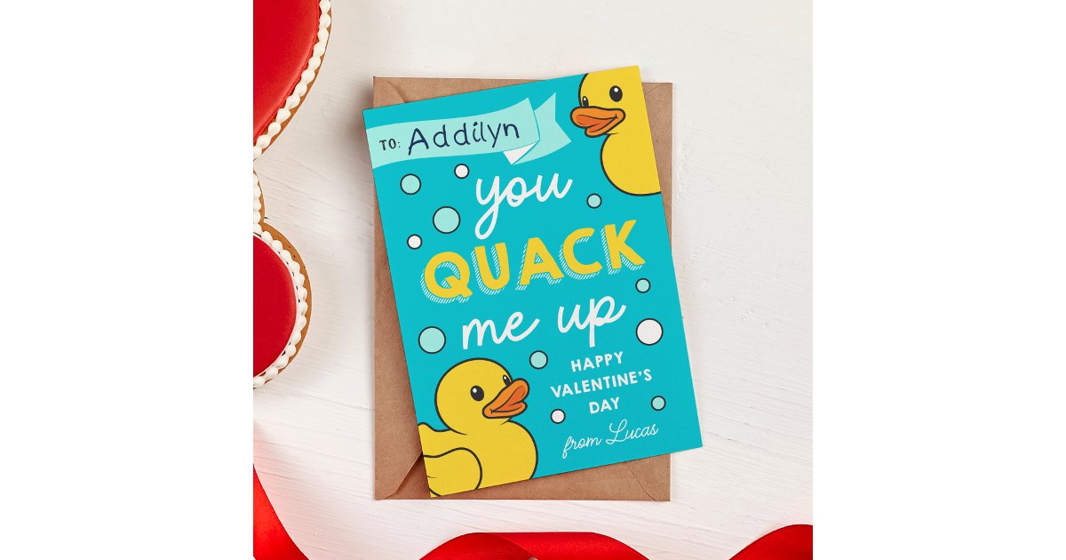 You Quack Me Up Classroom Valentines Day Card | Zazzle