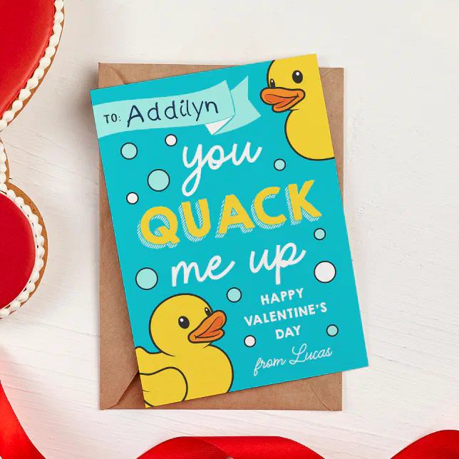 You Quack Me Up Classroom Valentines Day Card | Zazzle