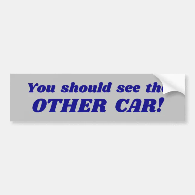 "You should see the OTHER CAR!" Bumper Sticker | Zazzle
