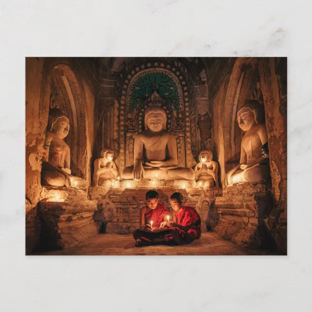 Young monk in the temples of Bagan postcard | Zazzle