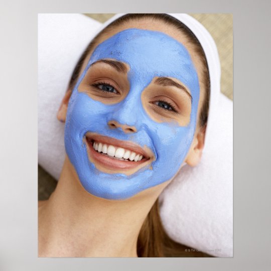 Young woman wearing facial mask, smiling, poster | Zazzle.co.uk