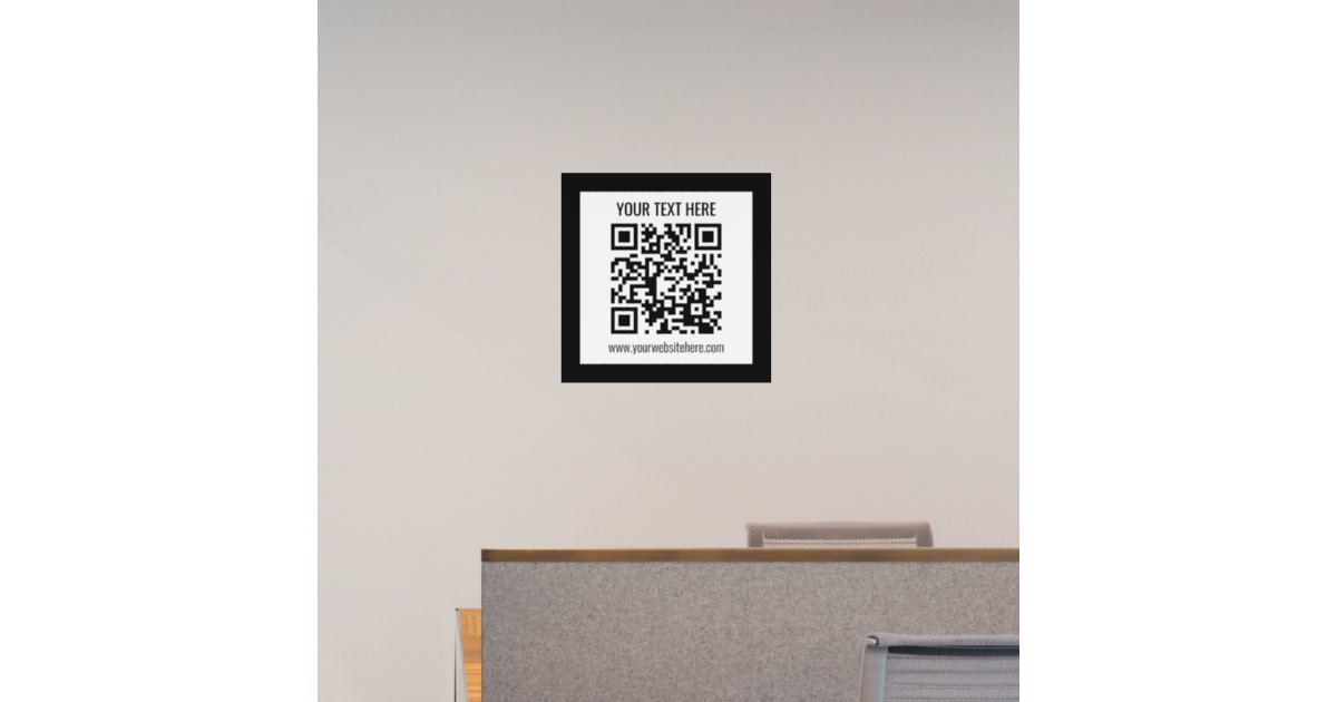 Your Business Name & Editable QR Code Wall Decal | Zazzle