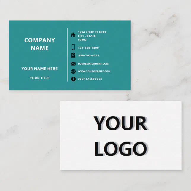 Your Company Logo Name Info Business Card Template | Zazzle