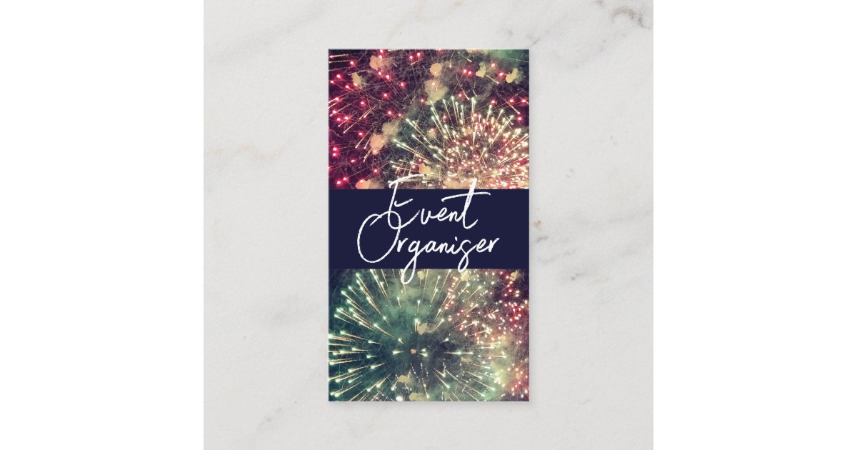 Your Logo Here Modern Custom QR Code Fireworks Business Card | Zazzle