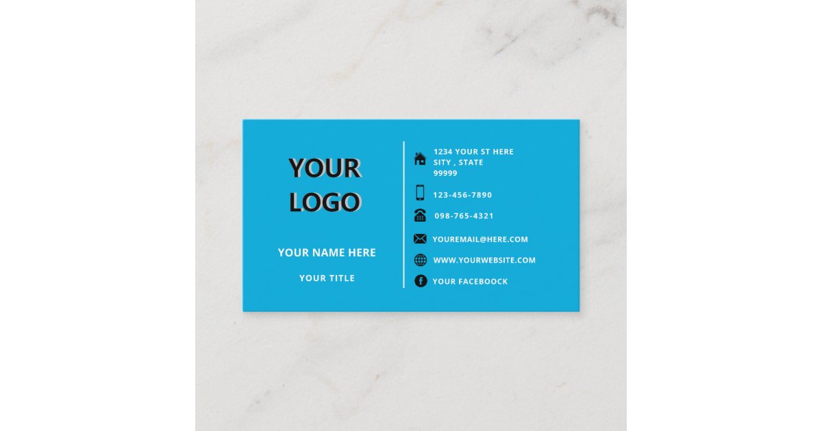 Your Logo Name Address Info Colours Business Card | Zazzle