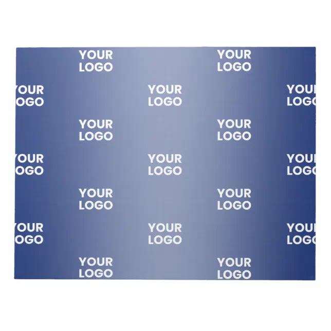 Your Logo Simple Repeating Logo Navy Blue Gradient Notepad | Zazzle
