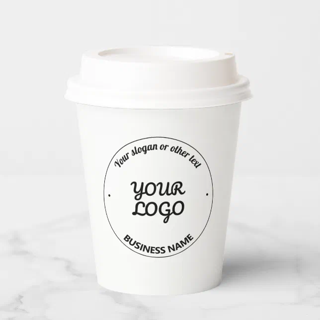 Your Logo with Editable Slogan & Business Name Paper Cups | Zazzle