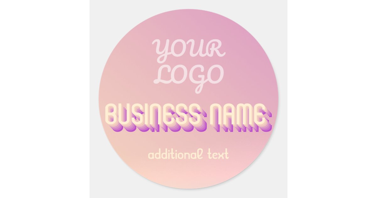 Your Logo with Retro-Modern Name Sunset Colours Classic Round Sticker ...