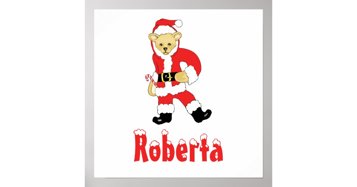 Your Name Here! Custom Letter R Teddy Bear Santas Poster | Zazzle