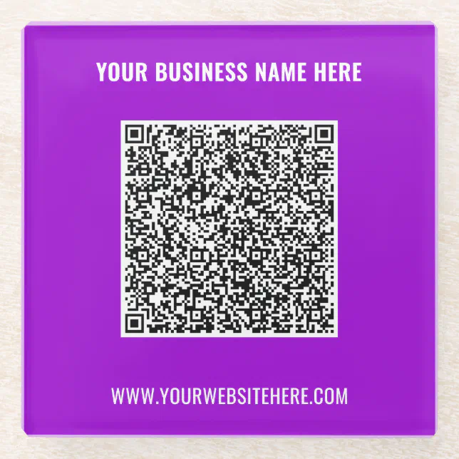 Your QR Code Custom Text Glass Coaster Example | Zazzle