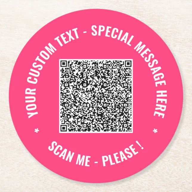 Your QR Code Custom Text Paper Coaster Template | Zazzle