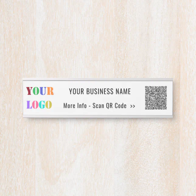 Your QR Code Name and Logo Business Door Sign | Zazzle