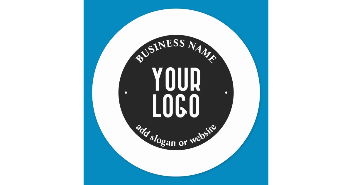 Your Text & Uploaded Logo | Editable Black & White Classic Round ...