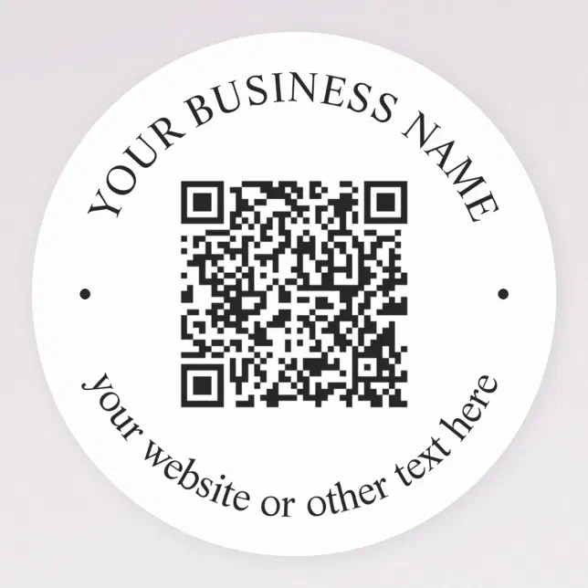 Your Uploaded QR code Plus Editable Circular Text Classic Round Sticker ...