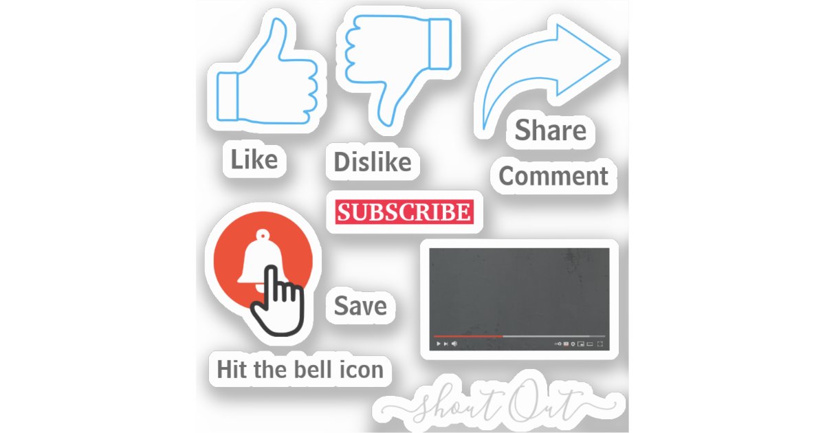 youTube icons stickers Custom-Cut Vinyl Sticker | Zazzle