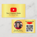 Youtube Vlogger Golden And Simple QR Code Business Card | Zazzle