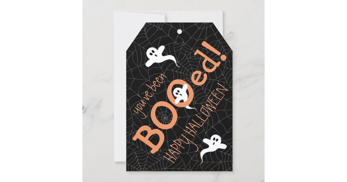 You've Been Booed! Cute Ghost Halloween Gift Tag Invitation | Zazzle