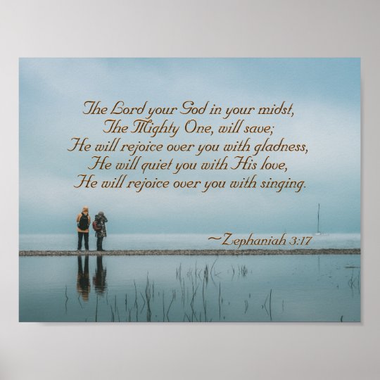 Zephaniah 3 He will rejoice over you with singing Poster | Zazzle.co.uk