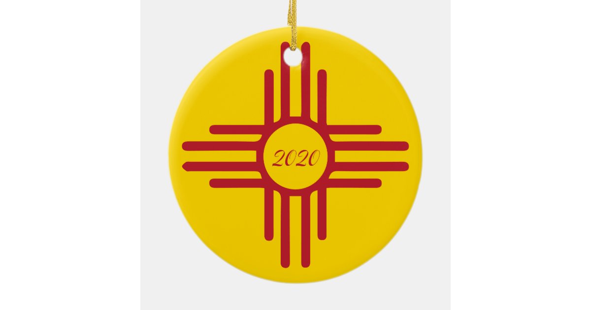 Zia Symbol Custom Year Holiday Ceramic Tree Decoration | Zazzle