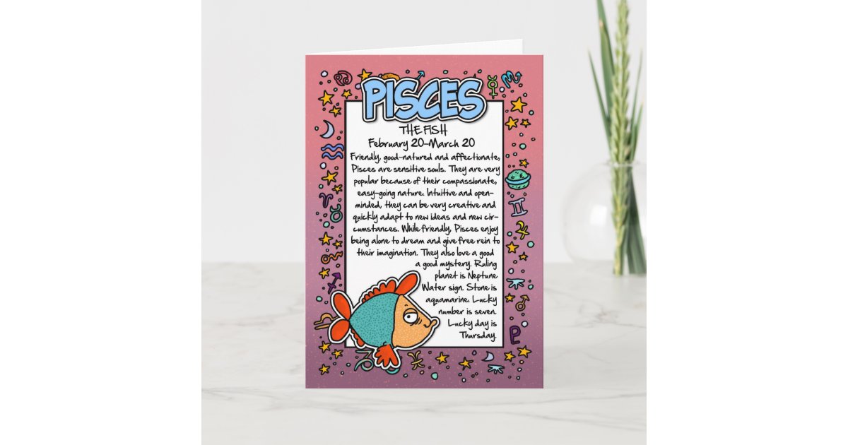 Zodiac - Pisces Fun Facts Card | Zazzle