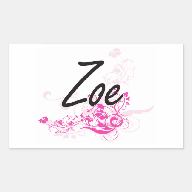 Zoe Artistic Name Design with Flowers Rectangular Sticker | Zazzle