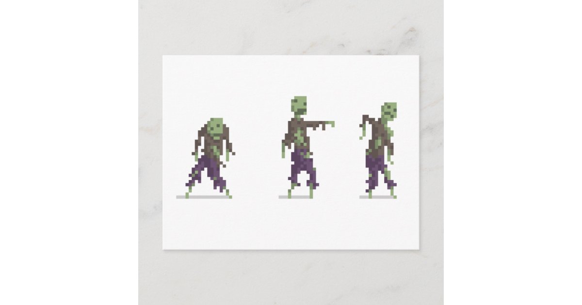 Zombie 8-Bit Pixel Art Postcard | Zazzle