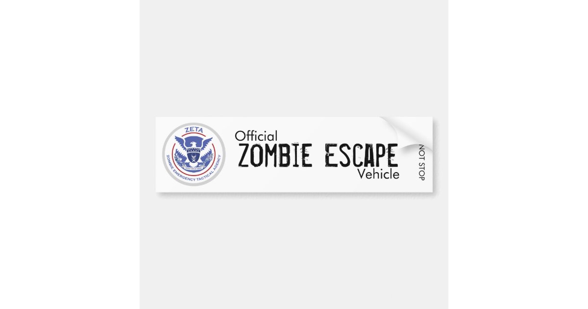 Zombie Escape Vehicle Bumper Sticker | Zazzle
