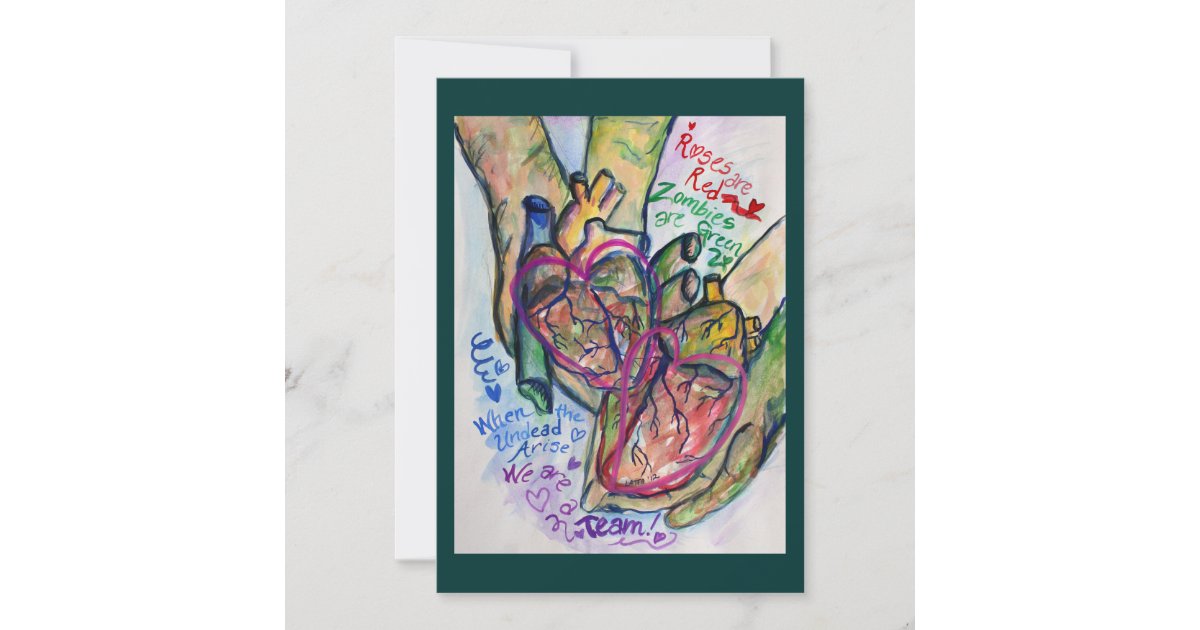 Zombie Love Poem Art Painting Invitations | Zazzle