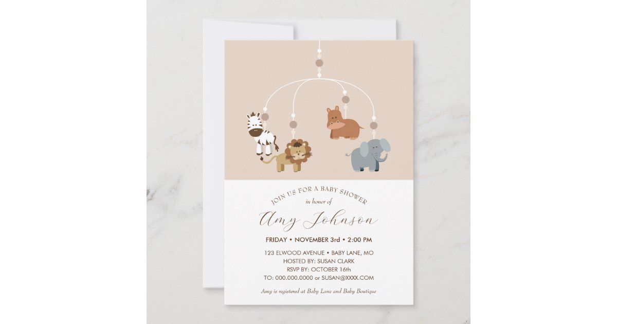 Zoo Animals Gender Neutral Baby Shower Invitation | Zazzle